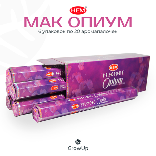 Палочки ароматические благовония HEM ХЕМ Opium Мак Опиум, 6 упаковок, 120 шт