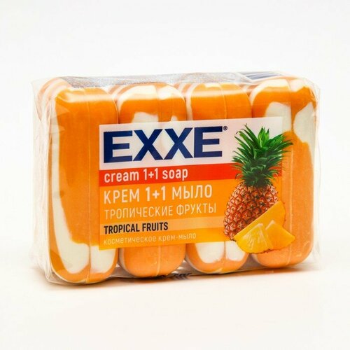 Туалетное мыло косметическое EXXE 1+1 "Тропические фрукты" 4 шт*75 г, цвет оранжевый