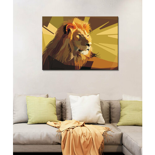 Картина - Лев, лев арт, лев царь зверей, лев графика (1) 60х80