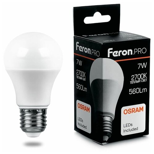 Лампа светодиодная Feron.PRO LB-1007 Шар E27 7W 2700K 38023, комплект 8 шт.