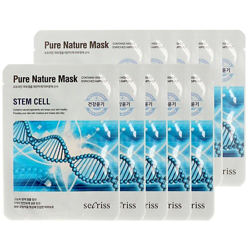 Anskin Набор тканевых масок для лица с фитостволовыми клетками Secriss Pure Nature Mask Stem Cell, 10 шт