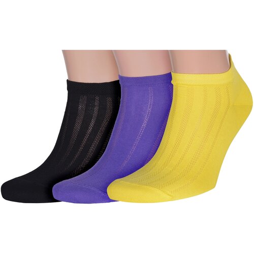 Носки LorenzLine, 3 пары, размер 27, фиолетовый, черный, желтый