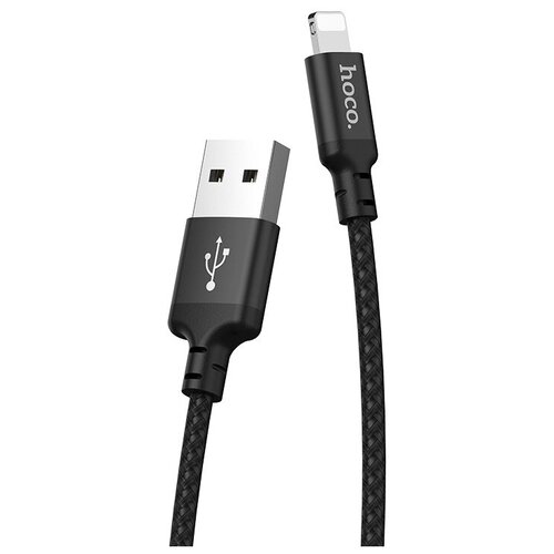 Кабель USB - Apple 8 pin HOCO X14 Times speed, 2.0м, круглый, 2.0A, ткань, цвет чёрный