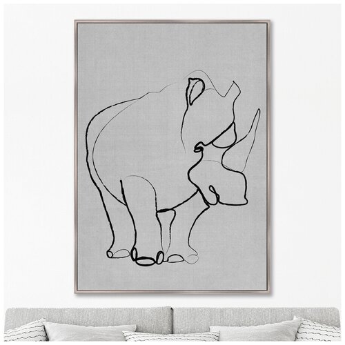 Репродукция картины на холсте Rhino on gray, 2019г. Размер картины: 75х105см
