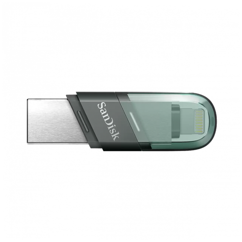 USB флешки SANDISK Флеш Диск Sandisk 256Gb iXpand Flip SDIX90N-256G-GN6NE USB3.1 зеленый/серебристый