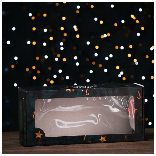 Коробка самосборная, с окном, "Счастливого Рождества", 16 х 35 х 12 см