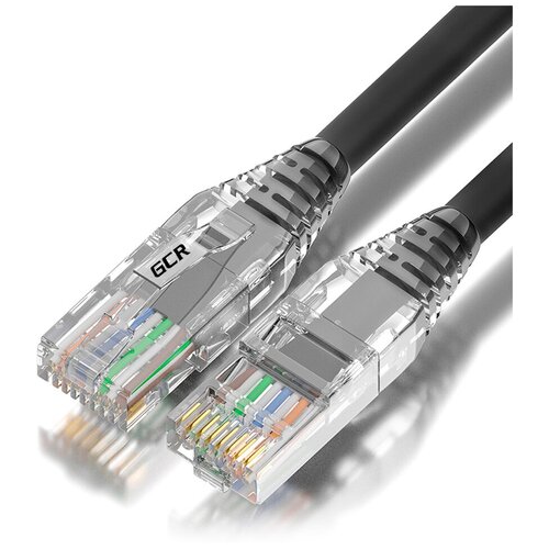 GCR Патч-корд 1.5m LSZH UTP кат.5e, черный, коннектор ABS, 24 AWG, ethernet high speed 1 Гбит/с, RJ45, T568B
