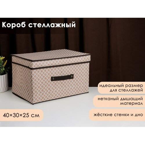 Короб стеллажный для хранения с крышкой Доляна "Браун", 40x30x25 см, цвет коричневый