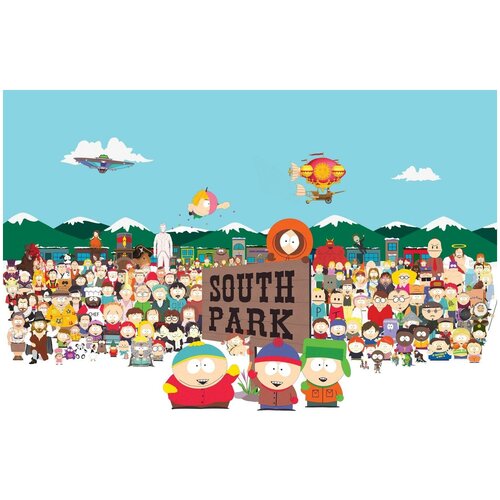 Постер / Плакат / Картина South Park - Заставка 40х50 см в раме