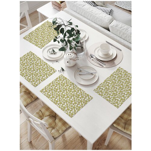 Салфетки на стол для сервировки прямоугольные, плейсмат JoyArty "Лимон к чаю", 32x46 см, в комплекте 4шт.