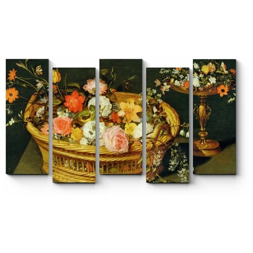 Модульная картина Корзинка с розами150x87