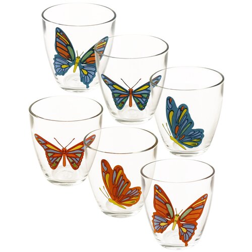 Набор стаканов низких "Бабочки" 6шт, 285мл