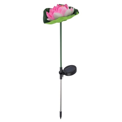 Luazon Lighting светильник садовый, Лотос, 9253484 светодиодный, цвет арматуры: зеленый, цвет плафона розовый