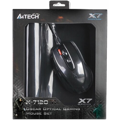 Мышь A4Tech X-7120 черный оптическая (2000dpi) USB2.0 (7but) X-710BK+X7-200MP
