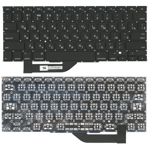 Клавиатура для ноутбуков Retina MacBook Pro A1398 2012, плоский ENTER, p/n: MC975 MC976, Русская, Чёрная