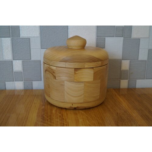Ваза для конфет и печенья/ваза деревянная с крышкой/для дома и интерьера/диаметр 13,5 см