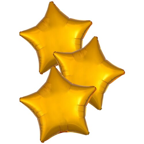 Набор воздушных шаров Anagram звёзды Металлик, Золотой, 46 см, 3 шт