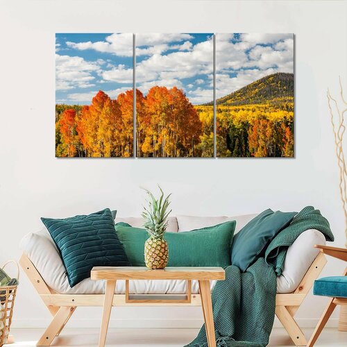 Модульная картина/Модульная картина на холсте/Модульная картина в подарок/разноцветный лес-multicolored forest 90х50