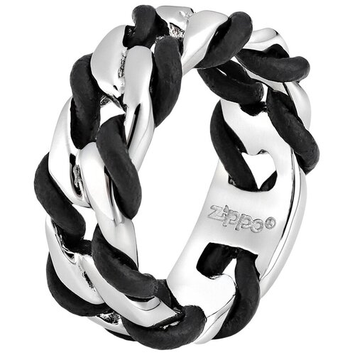 Кольцо плетеное Zippo, размер 19.7, серебряный, черный