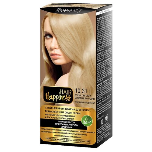 Белита-М Hair Happiness крем-краска для волос, 10.31 очень светлый бежевый блондин, 90 мл