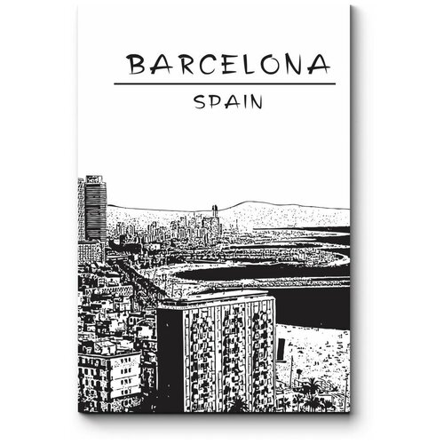 Модульная картина Черно-белая Барселона 70x105