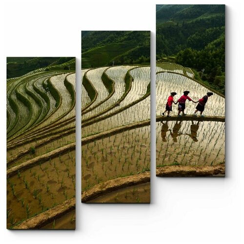 Модульная картина Рисовая терраса в Гуйлинь, Китай120x128