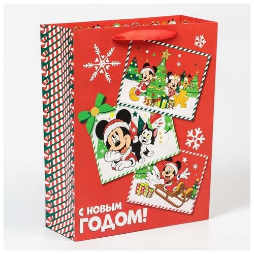 Подарочный пакет Disney ламинат вертикальный "С новым годом! Микки Маус", 31х40х11,5 см