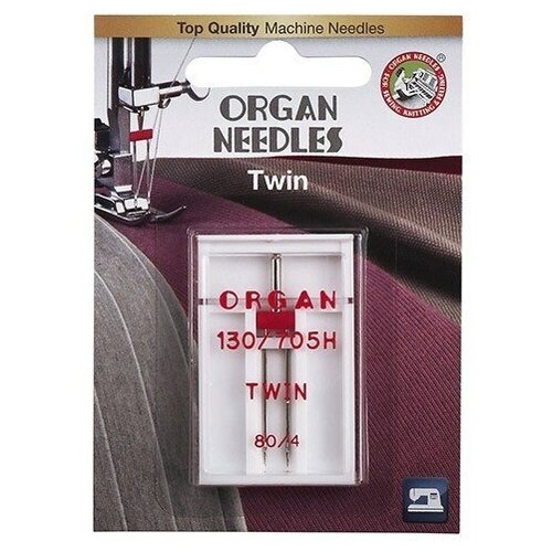 Игла/иглы Organ Twin 80/4, серебристый, 5 шт.