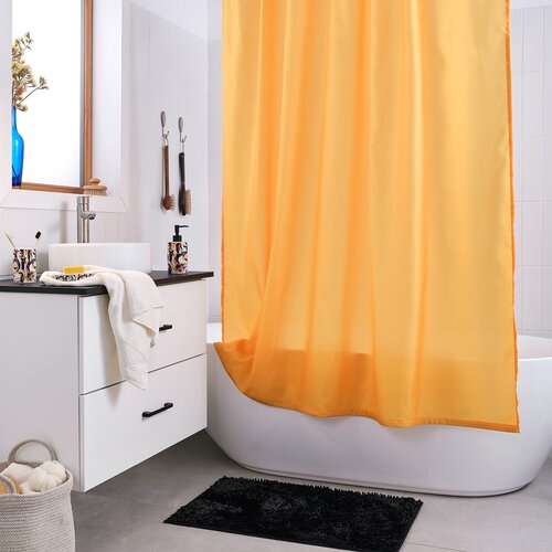 Занавеска (штора) Expressia для ванной комнаты тканевая 180х200 см, цвет желтый Halloween