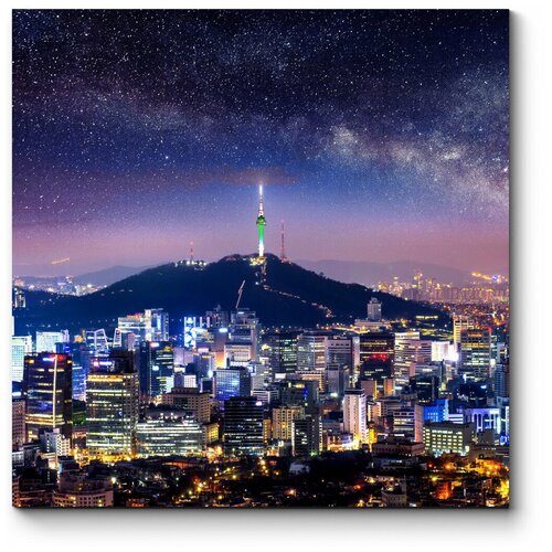 Модульная картина Звездная ночь над Сеулом 30x30 см