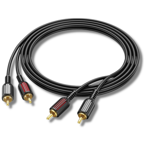 Аудио-кабель 2 RCA - 2 RCA BOROFONE BL13 / 1.5м / позолоченные штекеры / черный