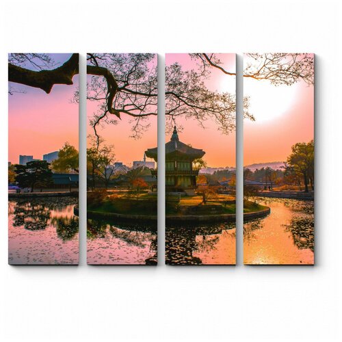 Модульная картина Чарующий закат по-корейски, Сеул 90x68