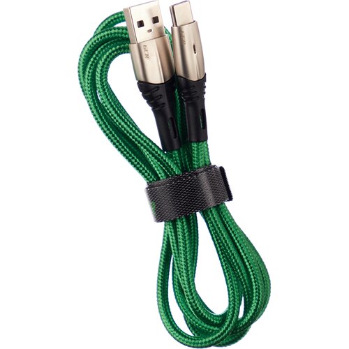 Кабель GCR USB - USB Type-C (GCR-UC20), 1.2 м, зеленый нейлон