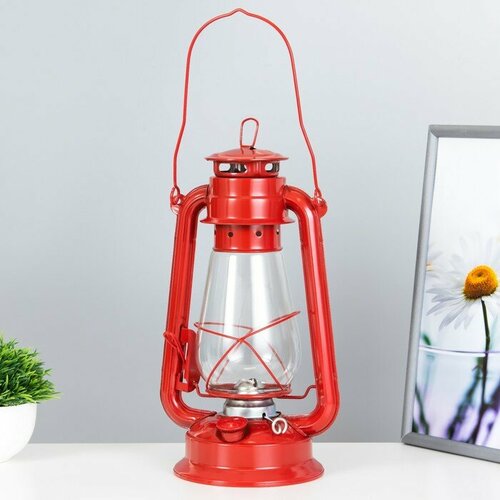 RISALUX Керосиновая лампа декоративная красный 14х18х30 см
