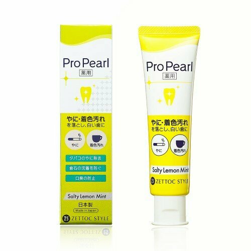 NIPPON ZETTOC Японская отбеливающая зубная паста без фтора ProPearl для свежего дыхания (соленый лимон с мятой), 100 гр