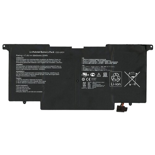 Аккумулятор (АКБ, батарея) C22-UX31 для ноутбука Asus UX31A, 7.4В, 6840мАч