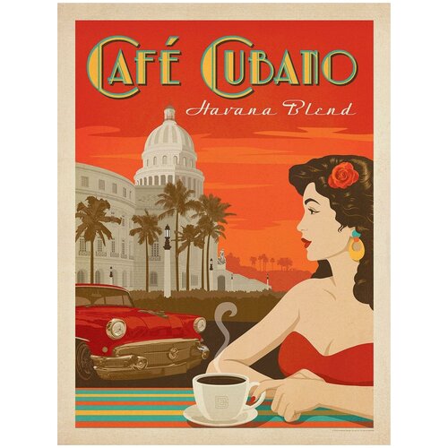 Постер / Плакат / Картина Кубинское кафе 90х120 см в подарочном тубусе