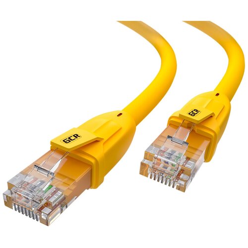 GCR Патч-корд прямой 5.0m UTP кат.6, желтый, 24 AWG, литой, ethernet high speed, RJ45, T568B