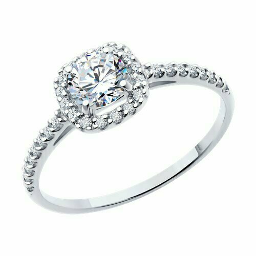 Кольцо Diamant online, белое золото, 585 проба, фианит, размер 17, прозрачный