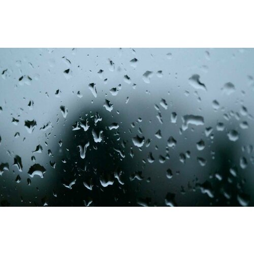 Картина на холсте 60x110 LinxOne "Капли, дождь, стекло" интерьерная для дома / на стену / на кухню / с подрамником