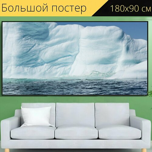 Большой постер "Лед, вода, море" 180 x 90 см. для интерьера