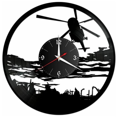 Часы из винила Redlaser "Вертолет, вертолет в небе" VW-12106