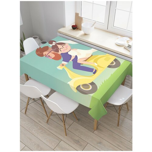 Скатерть прямоугольная JoyArty на кухонный стол "Бородач с невестой" из оксфорда, 120x145 см