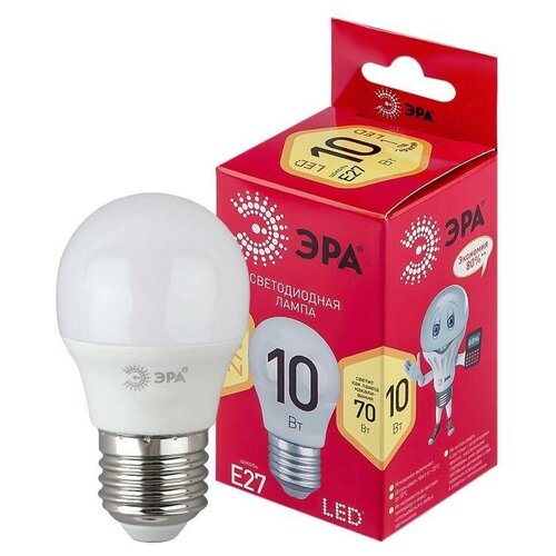 Лампа светодиодная RED LINE LED P45-10W-827-E27 R 10Вт P45 шар 2700К тепл. бел. E27 | код. Б0050698 | Эра (8шт. в упак.)
