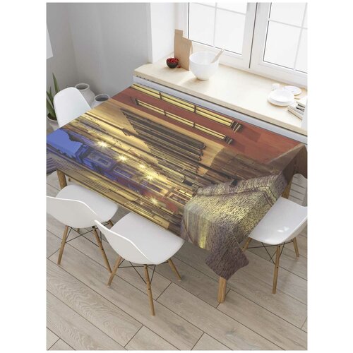 Скатерть прямоугольная JoyArty на кухонный стол "Брусчатка на старых улочках" из оксфорда, 120x145 см