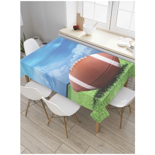 Скатерть прямоугольная JoyArty на кухонный стол "Мяч на поле" из оксфорда, 180x145 см
