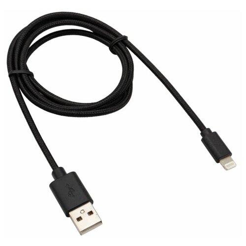 Кабель USB-Lightning 1 м черная нейлоновая оплетка REXANT, 1шт