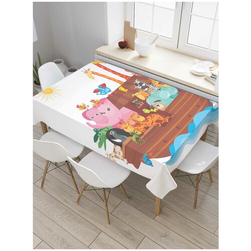 Скатерть прямоугольная JoyArty на кухонный стол "Пары животных на ковчеге" из оксфорда, 120x145 см