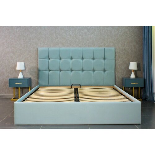 VIERO Двуспальная кровать Ника мягкое изголовье с размером спального места 180х200 с ортопедическим основанием, без подъемного механизма