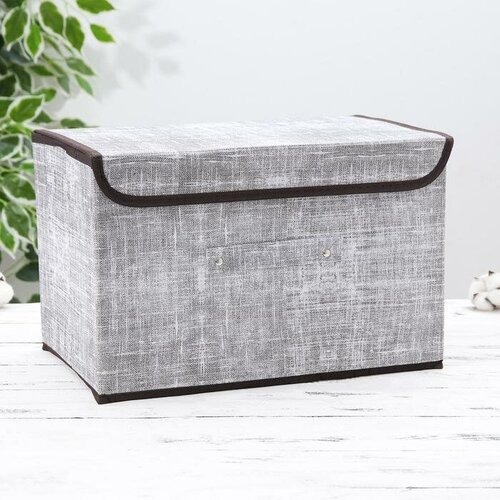 Короб стеллажный для хранения с крышкой «Ронда», 38×24×24 см, цвет серый